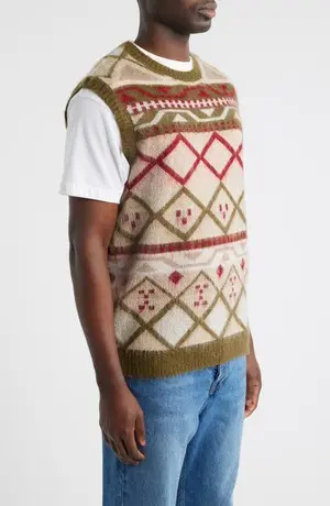 Topman Fair Isle Oversized Vest