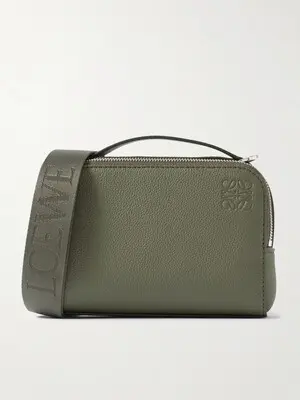 Loewe Debossed Full-grain Leather Messenger Bag - Green
