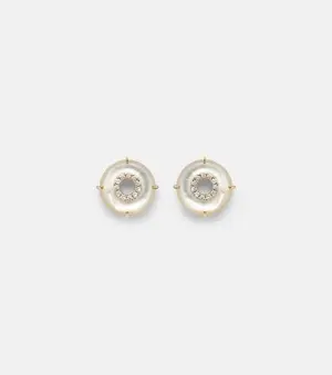 Mateo 14kt Yellow Earrings With Diamonds And Pearls - Gold