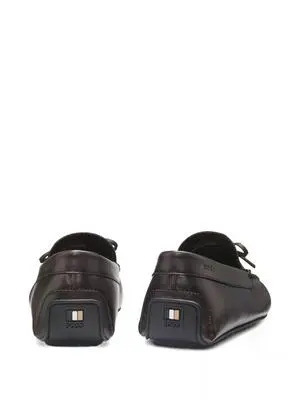 BOSS Leather Driver Moccasins With Bow Detailing - Brown