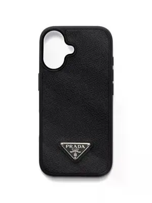 Prada Saffiano-leather Iphone 17 Case - Black