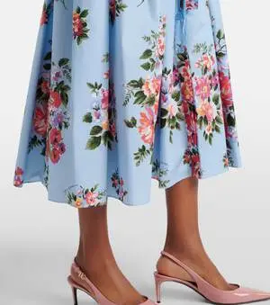 Dolce & Gabbana Floral Cotton Poplin Shirt Dress With Belt - Blue
