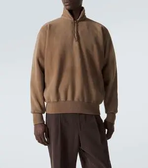 A.PRESSE Cotton Fleece Half-zip Sweatshirt - Brown