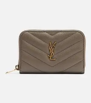 Saint Laurent Cassandre Quilted Leather Card Case - Grey