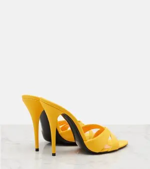 Saint Laurent Kirat Crêpe Satin Mules - Yellow