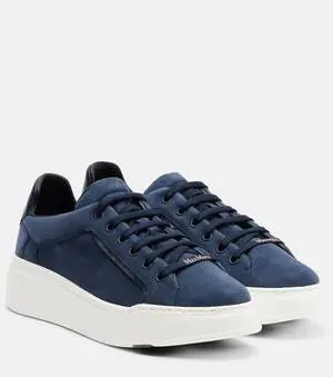 Max Mara Suede Platform Sneakers - Blue