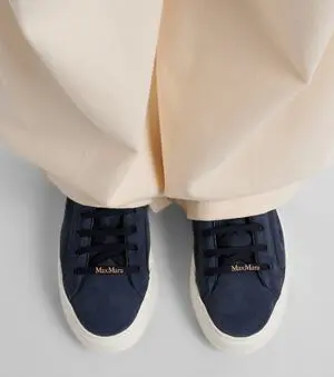 Max Mara Suede Platform Sneakers - Blue
