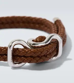 Bottega Veneta Leather And Sterling Silver Bracelet
