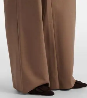 Max Mara Salpa Virgin Wool Wide-leg Pants - Beige