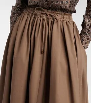 Max Mara Livrea Virgin Wool Midi Skirt - Brown