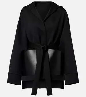 Alaïa Leather-trimmed Virgin Wool Wrap Jacket