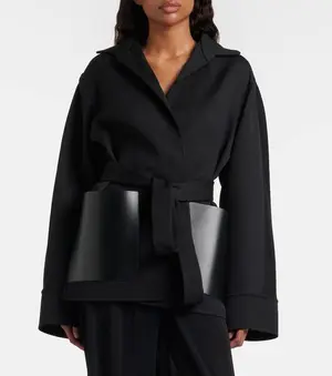 Alaïa Leather-trimmed Virgin Wool Wrap Jacket