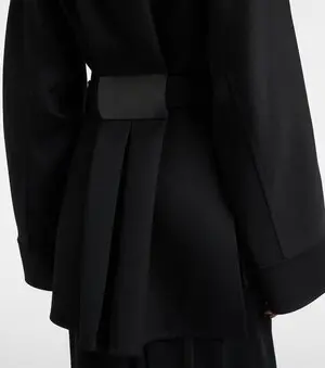 Alaïa Leather-trimmed Virgin Wool Wrap Jacket
