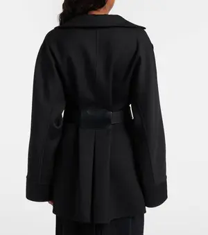 Alaïa Leather-trimmed Virgin Wool Wrap Jacket