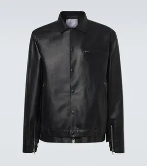 Sacai Leather Blouson Jacket - Black