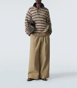 Sacai Striped Cotton-blend Polo Sweater - Multicoloured