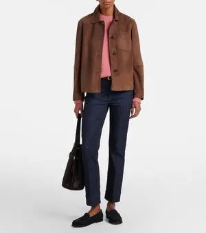 Max Mara Diana Cotton-blend Slim Pants - Blue