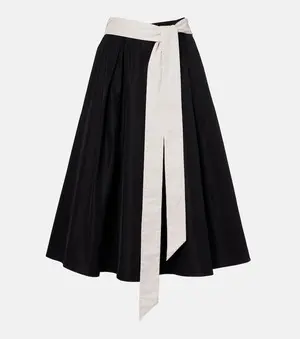 Max Mara Baschi Pleated Cotton-blend Midi Skirt - Black
