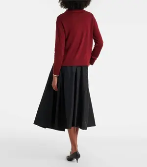 Max Mara Baschi Pleated Cotton-blend Midi Skirt - Black