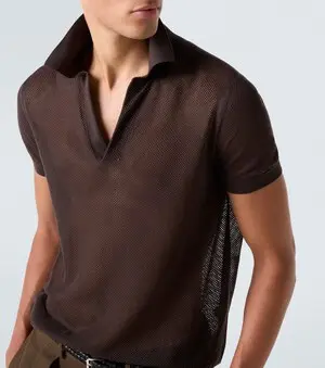 TOM FORD Semi-sheer Cotton And Silk Polo Shirt