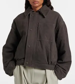 Victoria Beckham Shearling-trimmed Suede Blouson Jacket - Grey