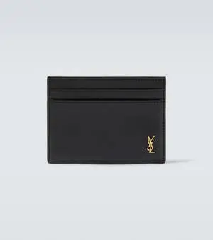 Saint Laurent Cassandre Leather Card Case - Black