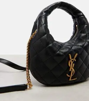 Saint Laurent Quilted Leather Top Handle Bag - Black