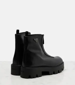 Prada Leather Platform Ankle Boots