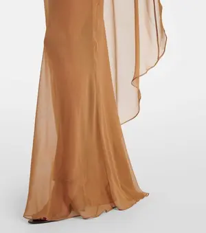 THE SEI Caped Silk Satin Gown