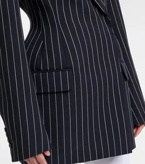 MUGLER Pinstriped Virgin Wool Blazer