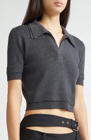 Monse Doubled Crop Merino Wool Polo