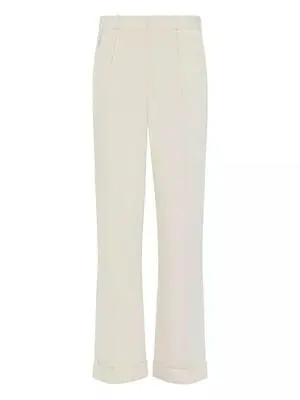 MAISON MARGIELA Cuffed Pleated Trousers - Neutrals