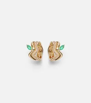 Shay Jewelry 18kt Yellow Earrings With Diamonds And Emeralds - Gold
