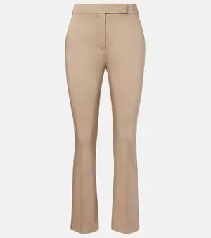Max Mara Cotton-blend Cropped Slim Pants - Beige