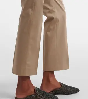 Max Mara Cotton-blend Cropped Slim Pants - Beige