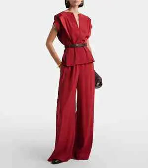 Max Mara Crepe Wide-leg Pants - Red