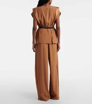 Max Mara Crepe Wide-leg Trousers - Beige