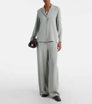 Max Mara Maga Silk-blend Satin Wide-leg Pants