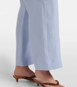 Max Mara Amedea Linen Wide-leg Pants - Blue