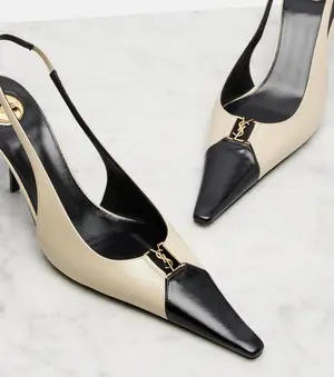Saint Laurent Babylone Breteuil Leather Slingback Pumps