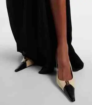 Saint Laurent Babylone Breteuil Leather Slingback Pumps