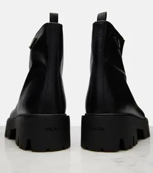 Prada Leather Platform Ankle Boots