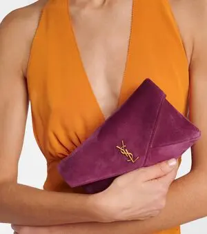 Saint Laurent Cassandre Small Suede Crossbody Bag - Purple