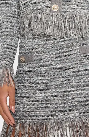 MILLY Fringe Tweed Skirt