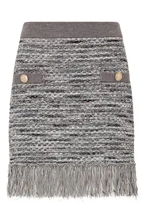 MILLY Fringe Tweed Skirt