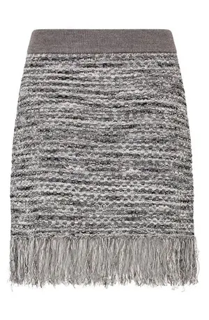 MILLY Fringe Tweed Skirt