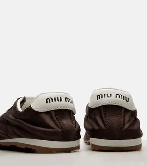 Miu Miu Plume Suede-trimmed Sneakers - Brown