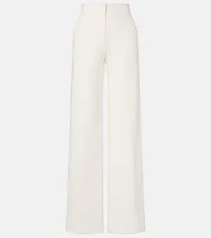 Max Mara Cotton-blend Wide-leg Pants - White