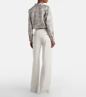 Max Mara Cotton-blend Wide-leg Pants - White