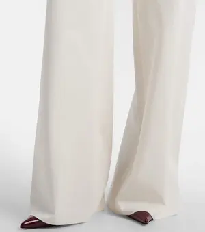 Max Mara Cotton-blend Wide-leg Pants - White